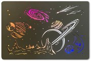 Li-Go "Vesmír" světelný obraz RGB s baterií 90x60cm provedení povrchu: dub světlý