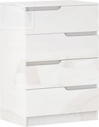 HOMCOM Moderní a minimalistická komoda se 4 šuplíky, dřevovláknitá deska, 60x40x85 cm, lesklá bílá | Aosom