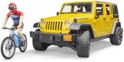 Auto bruder 02543 jeep wrangler s horským kolem a cyklistou