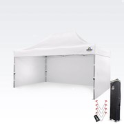 BRIMO Profesionální promo nůžkový altán 3x4,5 m | Masivní ALU profil 1,8 mm - s 3 stěnami - Bílá P. Alu