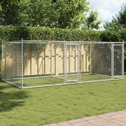 Klec pro psy s dvířky šedá 4 x 2 x 1,5 m pozinkovaná ocel 3209573