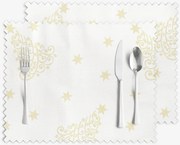 Goldea vánoční prostírání na stůl teflonové - zlaté vánoční stromečky a hvězdičky - sada 2ks 30 x 40 cm