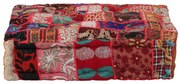 Sedací puf patchwork čtverec ručně vyrobený 50x50x12 cm červený 246575