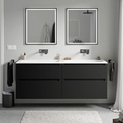 Koupelnová skříňka VIREO 160 cm s umyvadlem z minerálního odlitku CREAM - možnost volby barvy