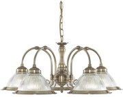 Searchlight 9345-5 Závěsný pětiramenný lustr AMERICAN DINER patina