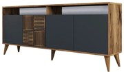 Nízká komoda v dekoru ořechu v antracitové a přírodní barvě 180x79 cm Milan – Kalune Design