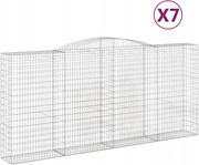 vidaXL Gabionové koše, 7 ks, 400x50x180/200 cm, galvanizované železo