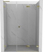 Mexen Lunar-F, L pravé skládací sprchové dveře 110 cm, čiré sklo, zlatý profil, 836SL-110-050-50-00-P