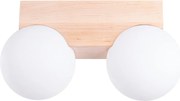 Bílé/v přírodní barvě stropní svítidlo z masivního dřeva se skleněným stínidlem ø 12 cm Solum – Sollux