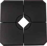 Outsunny Sada 4 kusů stojanů na slunečníky pro patio nebo zahradu, plnitelná vodou 80 kg nebo pískem 120 kg, stabilní 100x100x9,5 cm, černá | Aosom