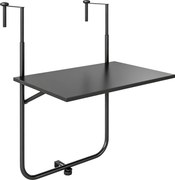 Balkonový stolek Outsunny pro zavěšení Skládací závěsný stolek 3-násobně výškově nastavitelný do 15 kg 62x60 cm černý pro balkon a terasu | Aosom.de