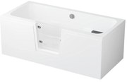 Vana s dvířky Polimat OVI 160x75 LEVÁ s bílým čelním krycím panelem + vanový sifon automat s přepadem VABPS-ZU 70
