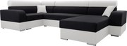 IDZ Rohová sedačka INFINITY SUPER do U, 332 cm Roh pohovky: Levý roh, Barva látky: Černá a bílá Eko kůže (Bahama 36 + Soft 17)