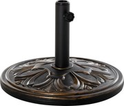 Stojan na slunečník Outsunny 13 kg – Stojan na slunečníky s držákem pro tyče průměru 35 mm/38 mm/48 mm do zahrady, na balkon, starožitný bronz | Aosom