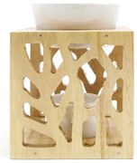 Klasická aromalampa Wooden Frame – s dřevěným rámem a dvěma porcelánovými miskami, moderní design