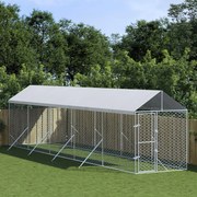 Venkovní psí kotec se střechou stříbrný 2 x 10 x 2,5 m ocel 3190484