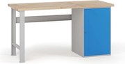 Dílenský pracovní stůl G7, buková spárovka, 1700 x 685 x 840 mm, 1x skříňka, modrá