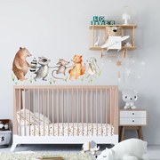 Textilní přemístitelná samolepka na zeď - lesní zvířátka (nejen) nad postýlku II 40 x 100 cm
