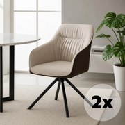 Set - 2 ks Jídelní židle AVENBERG LARO – otočná, béžovo-hnědá