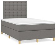 Box spring postel s matrací a LED tmavě šedá 120x190 cm textil