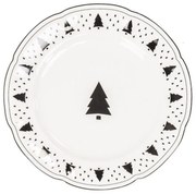 Krémový porcelánový dezertní talířek se stromky X-Mas Tree - Ø 20*1,5 cm