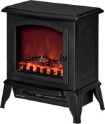 HOMCOM Elektrický krb, stojící krb s LED efektem plamene, 2000W kamna s ochranou proti přehřátí do obývacího pokoje, ložnice, kov, černý | Aosom