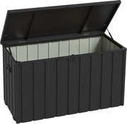 Úložný box, zahradní truhla, úložný prostor 450 l, 2 kolečka, ocelový rám, 125x61x70 cm, tmavě šedý