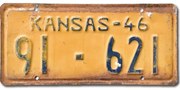 Americká SPZ Kansas 1946 Yellow 91-621