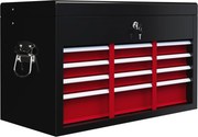 HOMCOM Úložný box na nářadí, bez nářadí, se 6 zásuvkami, zámkem, box na nářadí s držadlem, ocel, červená+černá, 60 x 26 x 34 cm | Aosom