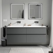 Koupelnová skříňka LAVOA 160 cm s umyvadlem z minerálního odlitku BRUXELLES - možnost volby barvy