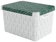 Bílý/zelený plastový úložný box s víkem 39,5x29,5x25 cm L – Curver