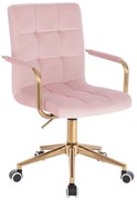LuxuryForm DESIGN Otočná židle VERONA GOLD VELUR na zlaté podstavě s kolečky - růžová