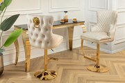 Designová barová židle Queen Lví hlava béžový samet