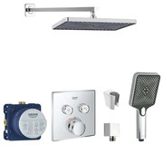 SANITINO - Sprchový set s termostatem a tělesem pod omítku Grohe, příslušenství kielle, chrom SANI21GKK003