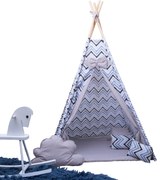 Dětský stan babytýpka teepee cikcak blue grey