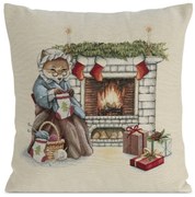 VÁNOČNÍ GOBELÍNOVÁ DEKORAČNÍ POVLAK NA POLŠTÁŘ MERRY3 45X45 CM VZOROVANÁ