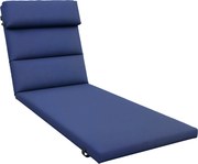 Podložka na lehátko Outsunny 196x63x6 cm, bavlněná podložka na zahradní lehátko s voděodolným potahem na sedadlo a opěrku - tmavě modrá | Aosom