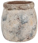 Dekorativní béžovo-hnědý antik terakotový květináč Teracci - Ø 14 * 14 cm