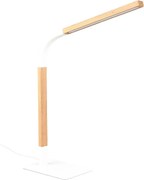 LED stmívatelná stolní lampa v bílé a přírodní barvě s dřevěným stínidlem (výška 73,5 cm) Norris – Trio