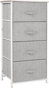 HOMCOM Komoda se 4 látkovými zásuvkami, úložný kabinet multifunkční pro ložnici, obývací pokoj a chodbu 45x30x92 cm šedá | Aosom