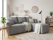 Rozkládací oboustranná sedací souprava do L SEVIO 246x145 cm, šedá + 2 polštářky ZDARMA