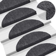 Schodové rohože samolepicí 15 ks 56 x 17 x 3 cm tmavě šedé, půlkulaté 132691