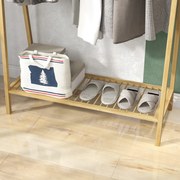HOMCOM Bambusový věšák na oblečení, dřevěný stojan na kabáty s policí na boty, rozměry 110D x 42Š x 152V cm | Aosom
