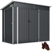 Outsunny plechový zahradní domek 2,68 m² – zamykatelný, 3 dveře, větraný, pultová střecha (234 × 132 × 185 cm) | Aosom
