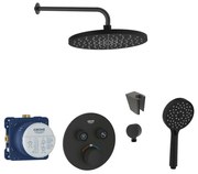 SANITINO - Sprchový set s termostatem a tělesem pod omítku Grohe, příslušenství kielle, matná černá SANI21GKK401
