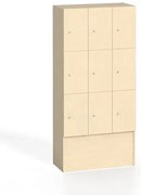 Dřevěná odkládací skříňka S5 s úložnými boxy, 9 boxů, 1700 x 900 x 420 mm, cylindrický zámek, bříza