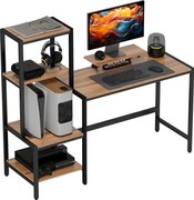 HOMCOM Stůl 150 x 48 cm Počítačový stůl s podstavcem na monitor, stojanem na CPU, policí na tiskárnu, 4 policemi, kovovým rámem pro domácí kancelář, l