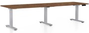 Výškově nastavitelný stůl OfficeTech Long, 260 x 80 cm, šedá podnož, dub silverjack
