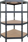 AR Shelving Rohový kovový regál RIVET antracit 4 police 250kg 180x90x45x65 cm