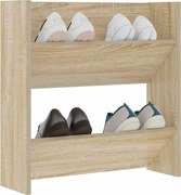 botník, závěsný, 2 patra, kompozitní dřevo, 60x60x18 cm, dub sonoma, Dekorino BB20260030